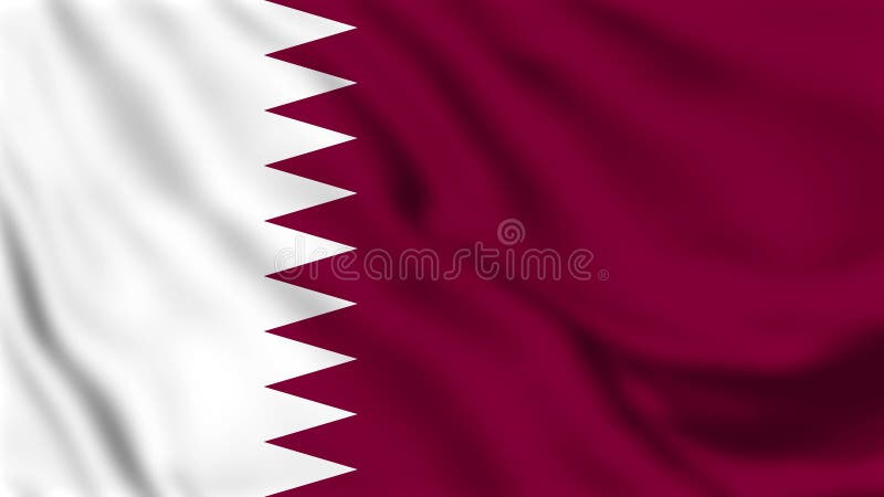 Flag of Qatar Realistic Waving on Blue Screen. Seamless Loop Animation ...