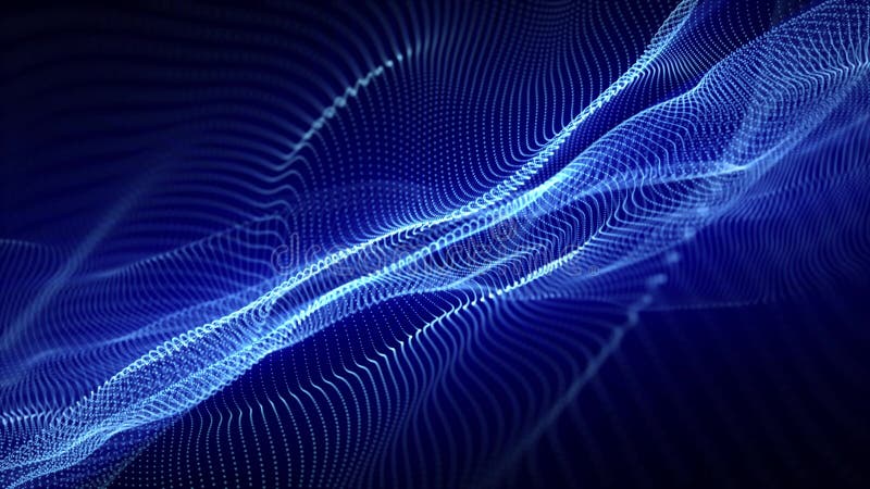 Looped Background with Glow Blue Waves Floating in Abstract Digital ...
