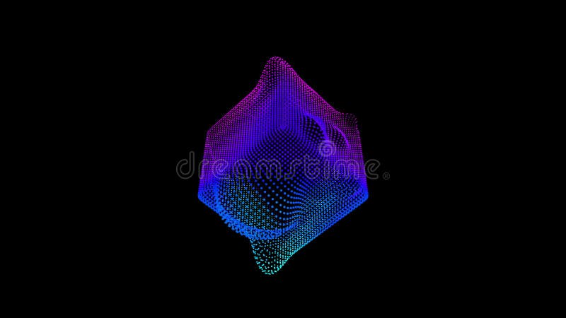 Looped Distortion Waves on Abstract Cube of Particles. Digital Data ...