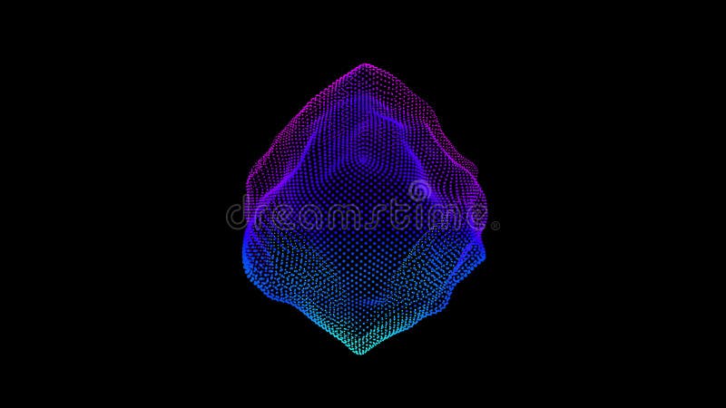 Looped Distortion Waves on Abstract Cube of Particles. Digital Data ...