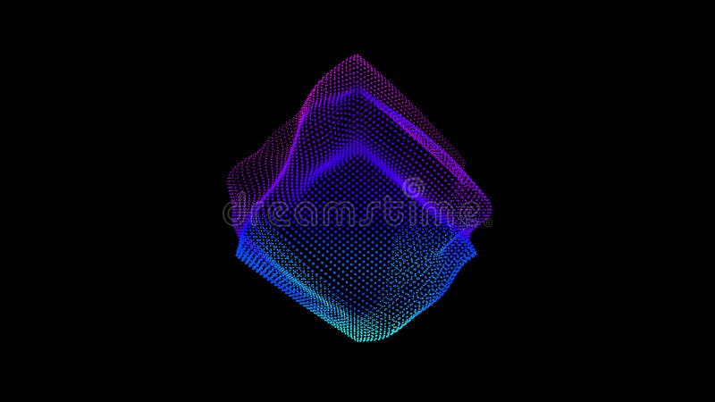 Looped Distortion Waves on Abstract Cube of Particles. Digital Data ...