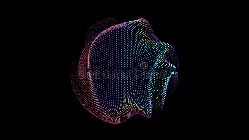 Looped Distortion Waves on Abstract Sphere of Particles. Digital Data ...