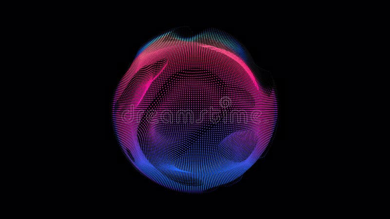 Looped Distortion Waves on Abstract Sphere of Particles. Digital Data ...