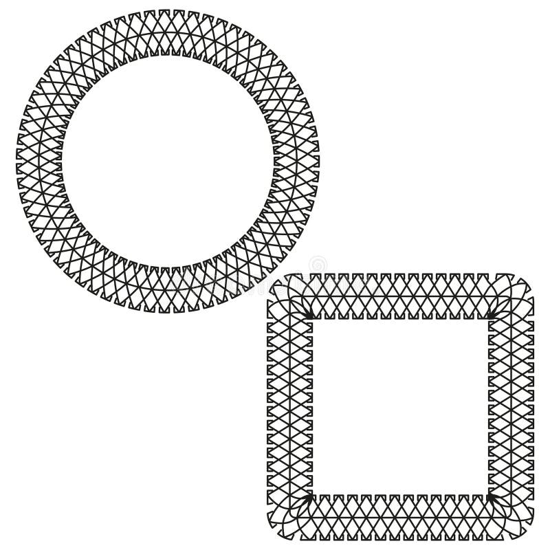 Looped Ring Shape. Square Spiral Element. Abstract Black Contour ...