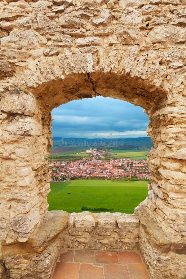 Loophole of Spis Castle in Slovakia. Stock Image - Image of rock ...