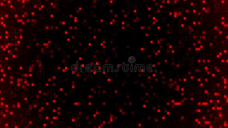 Looping Abstract Digital Panel with Red Neon Color on Plain Black ...