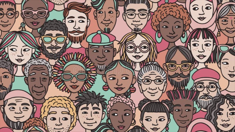 Looping Animation of Diverse Crowd – Hand-Drawn Inclusive People ...