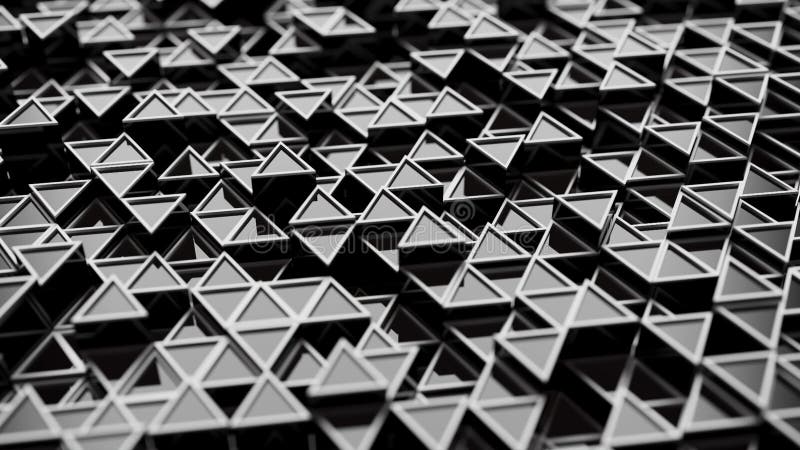 Looping Animation of a Group of Black Plastic Triangular Geometric ...