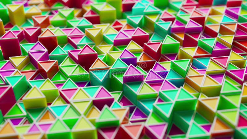 Looping Animation of a Group of Multicolored Plastic Geometric Shapes ...