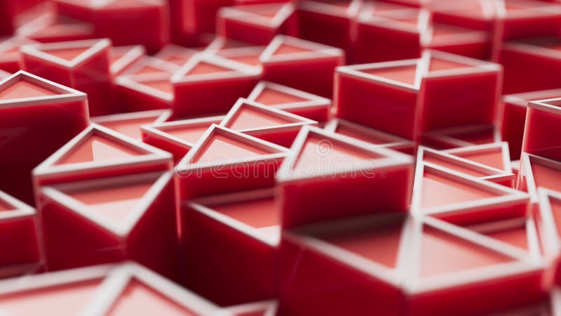 Looping Animation of a Group of Red Plastic Triangular Geometric Shapes ...