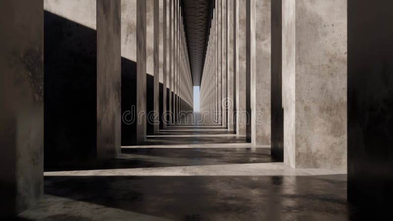 Long Concrete Corridor with Columns Looping Animation Stock Video ...