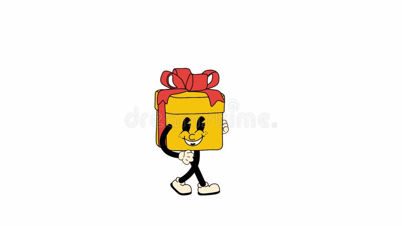 Looping Animation of a Retro Cartoon Present Stock Video - Video of ...