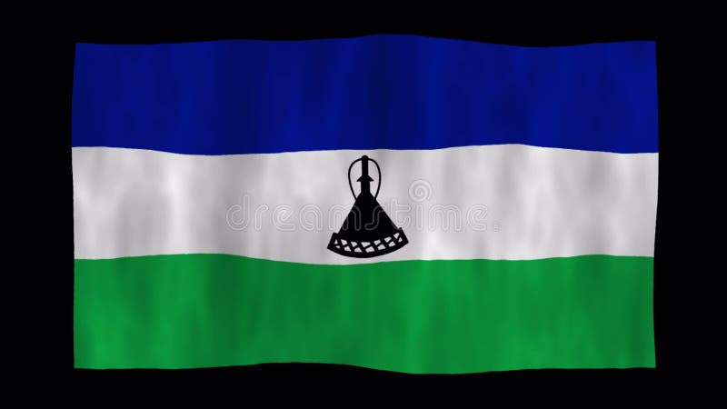 Looping Animation of a Waving 3D Lesotho Flag with Alpha Channel Stock ...