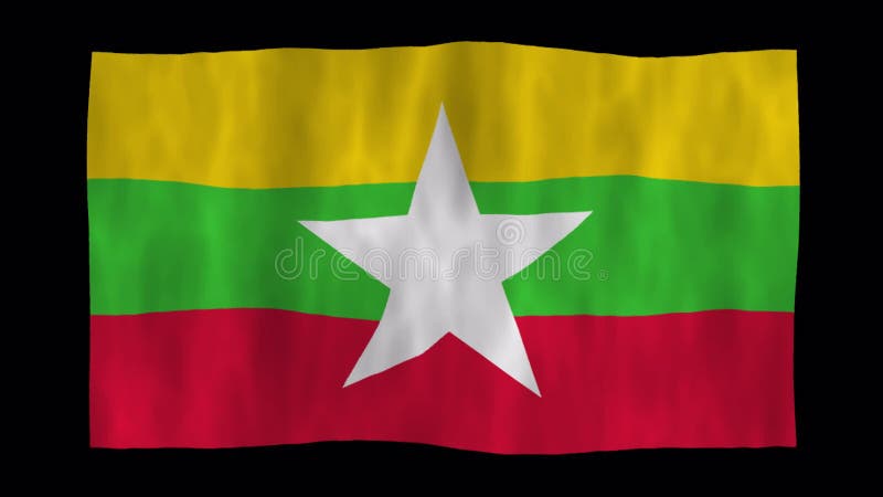 Looping Animation of a Waving 3D Myanmar Flag with Alpha Channel Stock ...