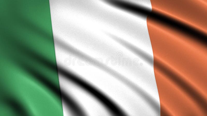 Ireland Flag. Waving Fabric Satin Texture Flag of Ireland 3D ...