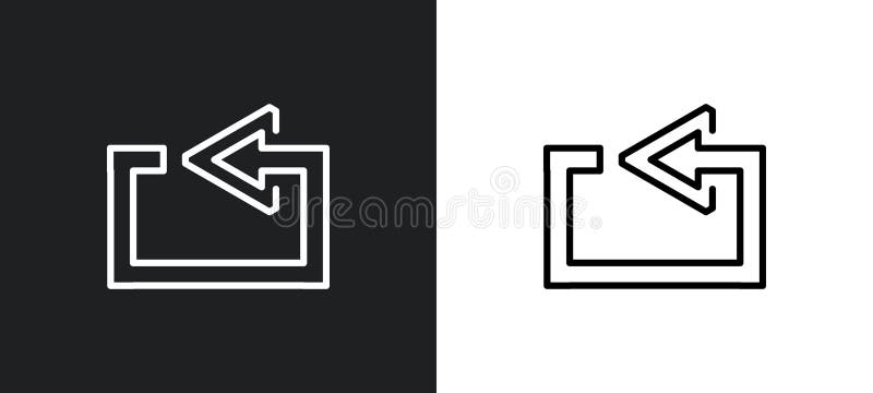 Looping Arrow Outline Icon in White and Black Colors. Looping Arrow ...