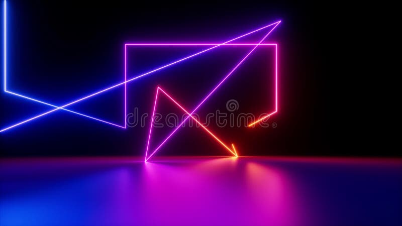 Looping 3d Animation, Abstract Geometric Background with Neon Line ...