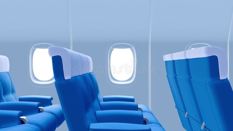 Airplane Cabin with Seats and Window on White Background. Stock Video ...