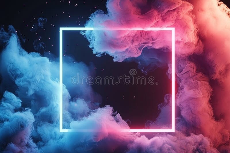 A Looping 3D Animation with a Glowing Square Shape and Spinning Cloud ...
