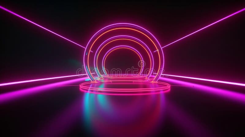 Looping 3d Animation, Moving Forward the Endless Podium with Glowing ...