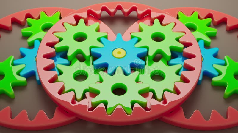 Looping 3D Animation Multi-colored Plastic Toy Gears. Stock Video ...