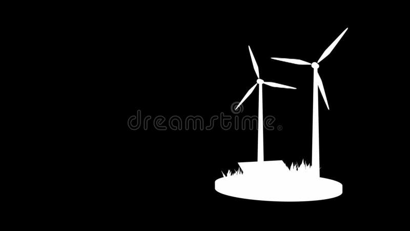 Looping 3D Animation of Wind Turbine and Solar Panel on Circular Base ...