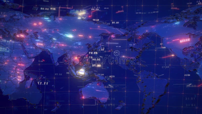 Looping 3D Map Animation stock video. Video of network - 303590969