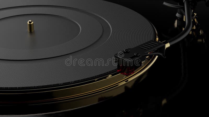 Black and Gold Modern Turntable with Rotating Platter Loop Stock ...