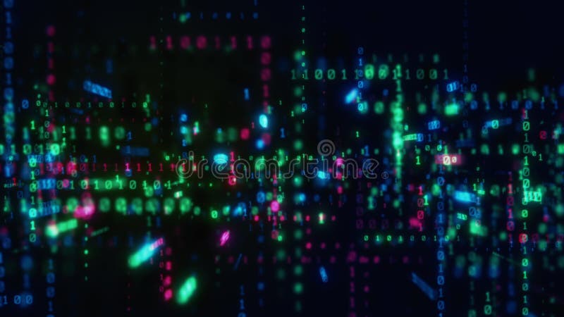 Looping Digital Binary Data Streaming Code Matrix Background Concept Programming Coding