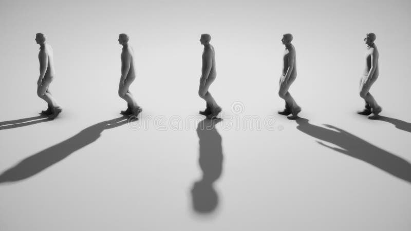 Looping Line of People Walking in Place in an Empty Space. Stock Video ...