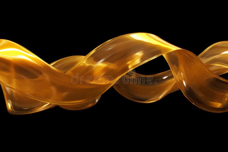 Looping Liquid Ribbon in Gold, Gently Flowing and Intertwining ...