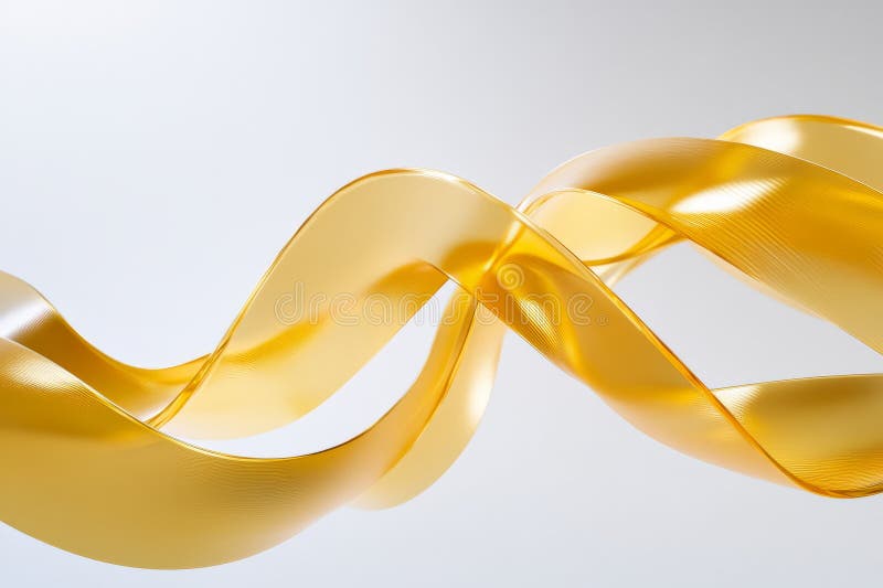 Looping Liquid Ribbon in Gold, Gently Flowing and Intertwining ...
