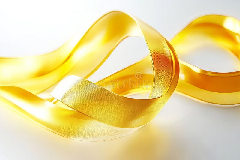 Looping Liquid Ribbon in Gold, Gently Flowing and Intertwining ...