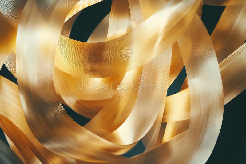 Looping Liquid Ribbon in Gold, Gently Flowing and Intertwining ...