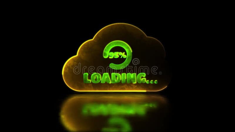 Looping Neon Glow Effect Cloud Loading Icon, Clean Energy, Black ...