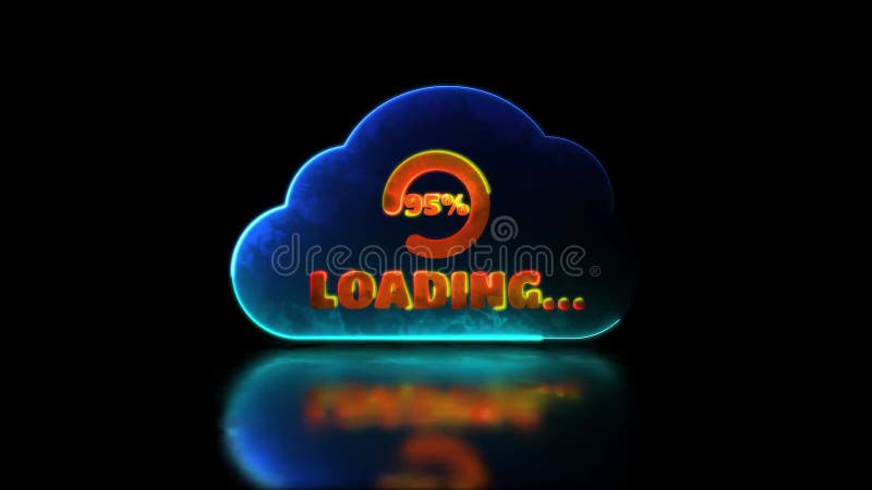 Looping Neon Glow Effect Cloud Loading Icon, Clean Energy, Black ...