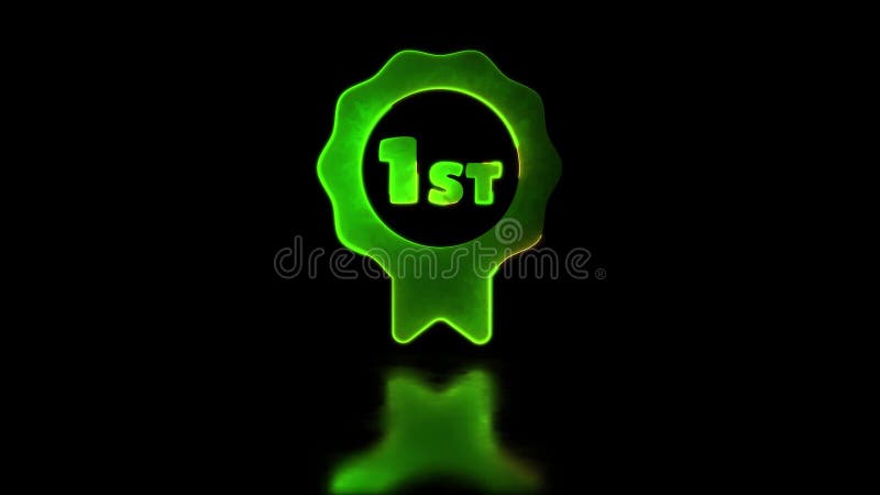 Looping Neon Glow Effect First Medal Icon, Black Background. Stock ...