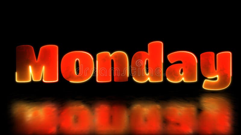 Looping Neon Glow Effect Monday Word, Black Background Stock ...
