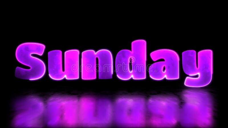 Looping Neon Glow Effect Sunday Word, Black Background Stock ...