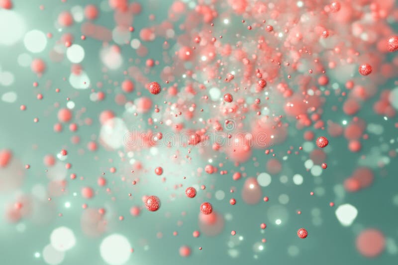Looping Particle System with Light Green and Red Elements Drifting ...