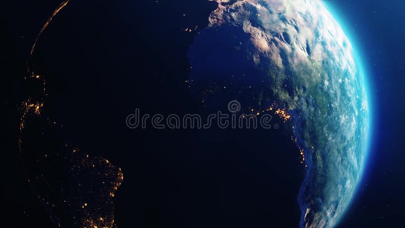 Earth`s Rotation Loop with Night Side City Lights Stock Footage - Video ...