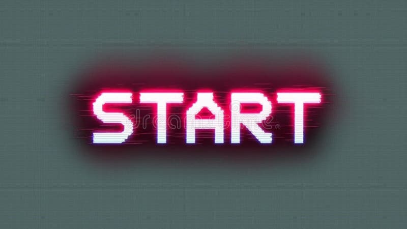 Looping Retro 8-Bit Start Text Animation with Glowing Pixel Font and ...