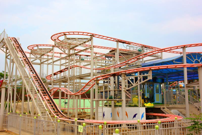 Looping Roller Coaster Lines in Amusement Park Rides Stock Image ...