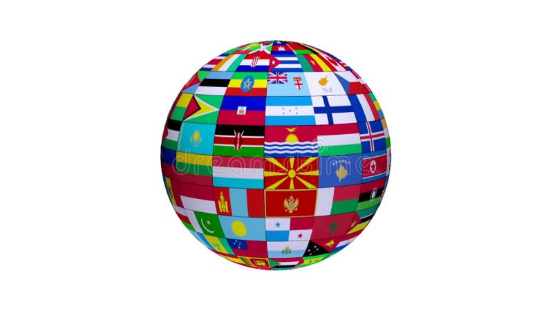 Rotating globe with flags stock video. Video of communications - 79457819
