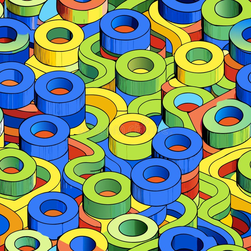 A Looping Texture Consisting of 3D Pop Style Cylinders of Different ...