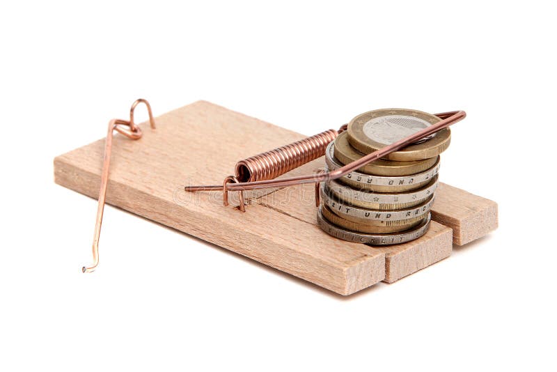 Loose cash on mousetrap stock photo. Image of cash, catch - 21657658