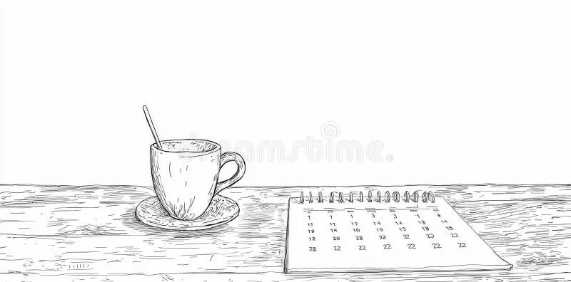 A Loose-leaf Calendar Continuous Line Drawing. Features Memorable Dates ...