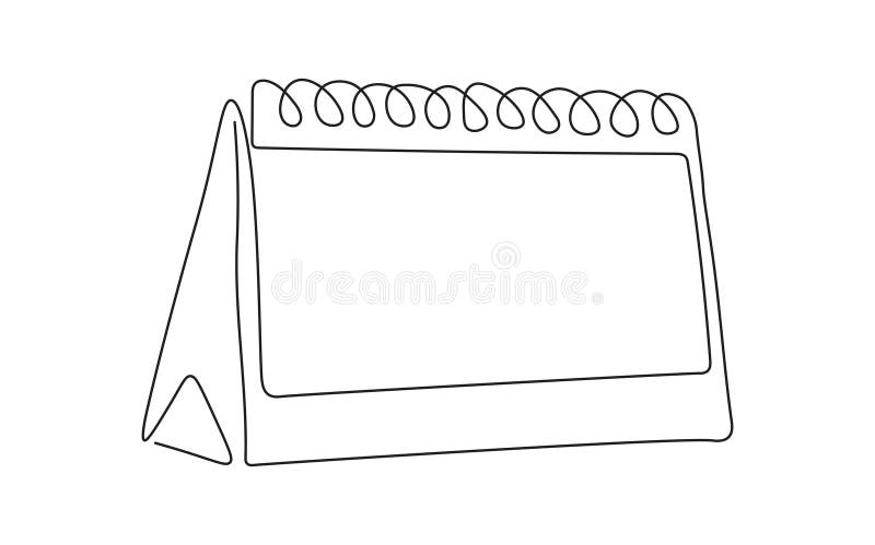Loose-leaf Calendar Continuous Line Drawing. Organizer Concept Stock ...