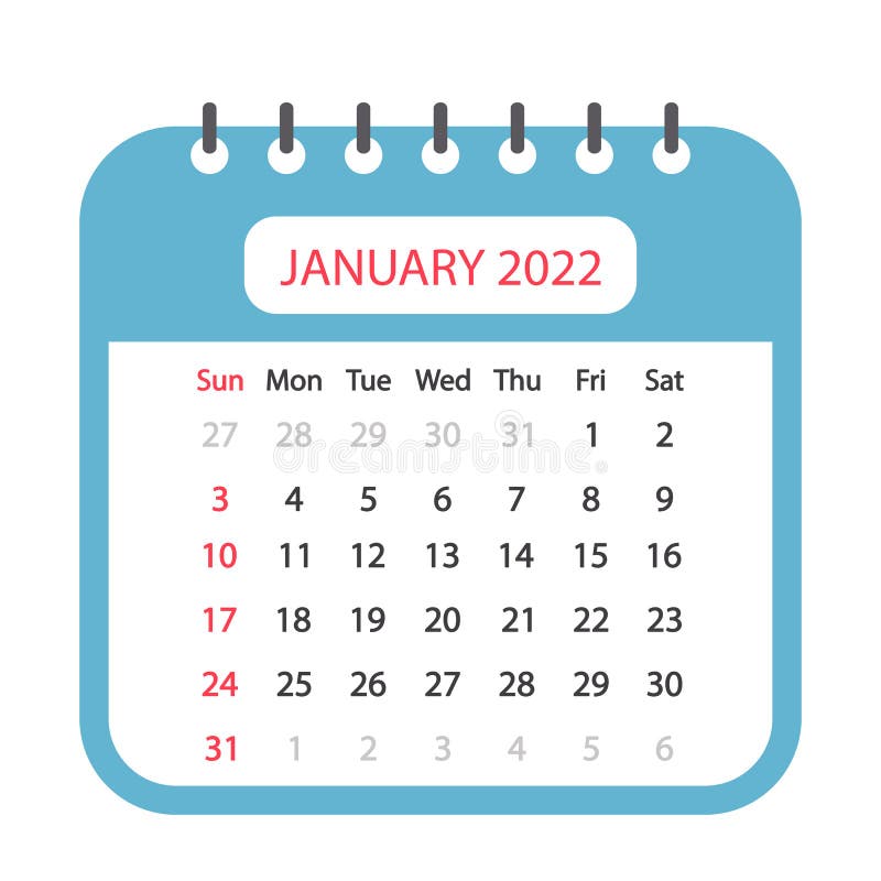 Loose-leaf Calendar Page. January 2022 with Dates Stock Vector ...