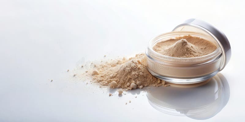 Loose Powder Makeup in Jar on Reflective Surface. Generative AI Stock ...